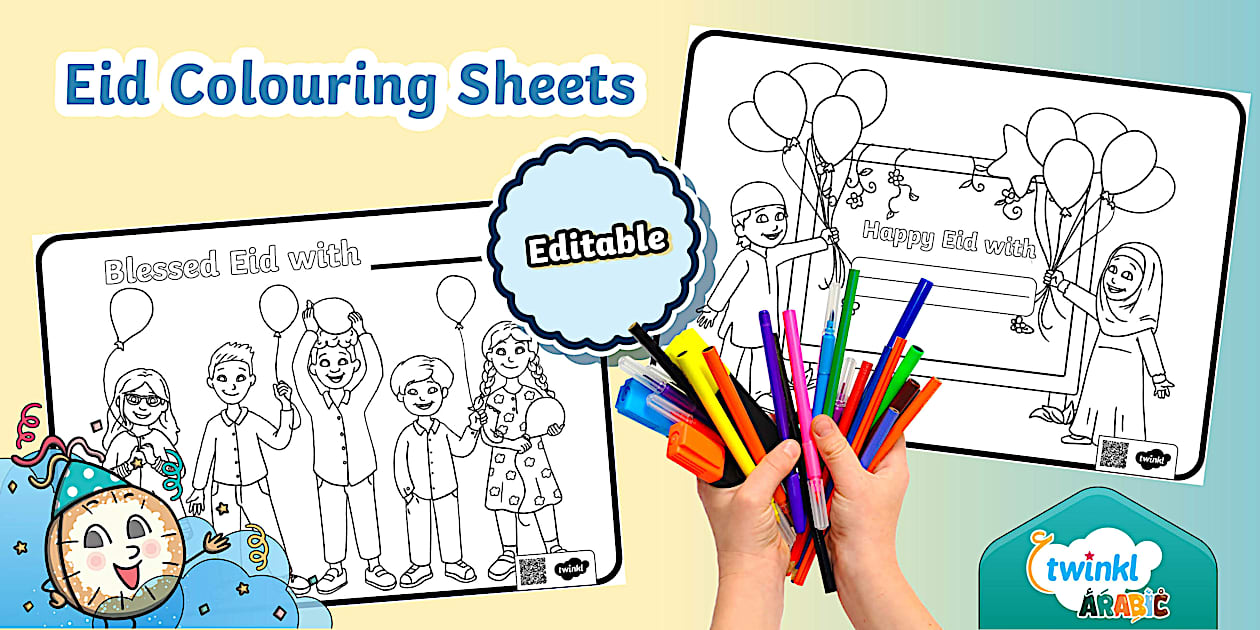 Editable Eid Colouring Sheets