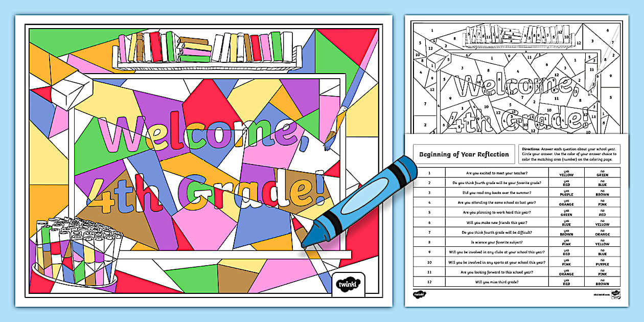 Fourth Grade Beginning of the Year Get to Know You Color by Answer ...