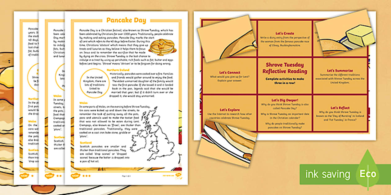 Shrove Tuesday Reflective Reading Comprehension Activity