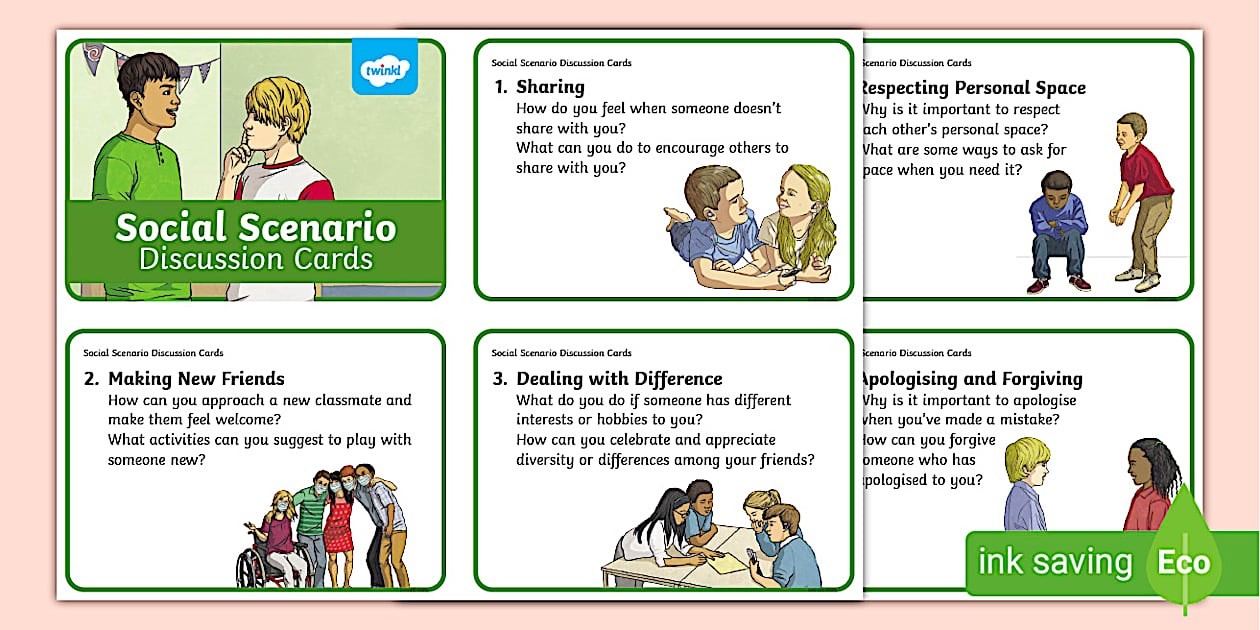 Social Scenario Discussion Cards (teacher made) - Twinkl