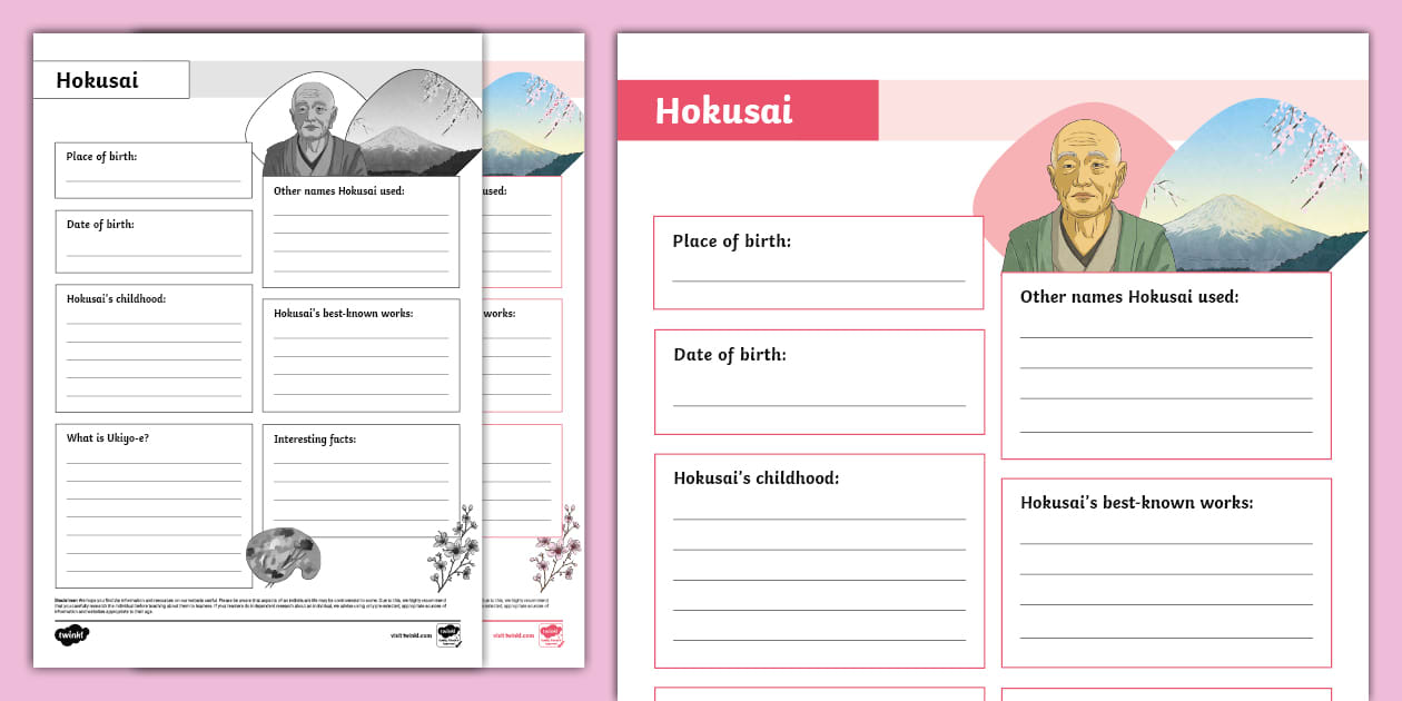 Hokusai Fact File Template (Teacher-Made) - Twinkl