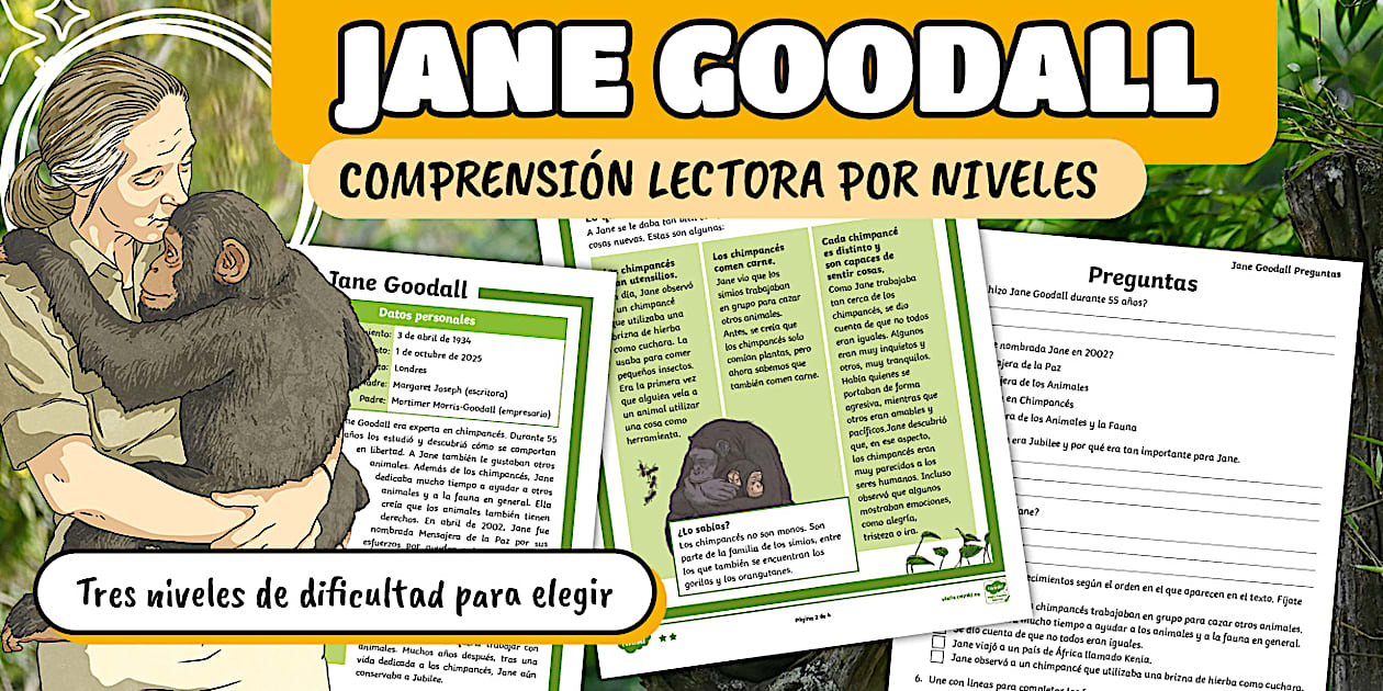Comprensión lectora por niveles: Jane Goodall
