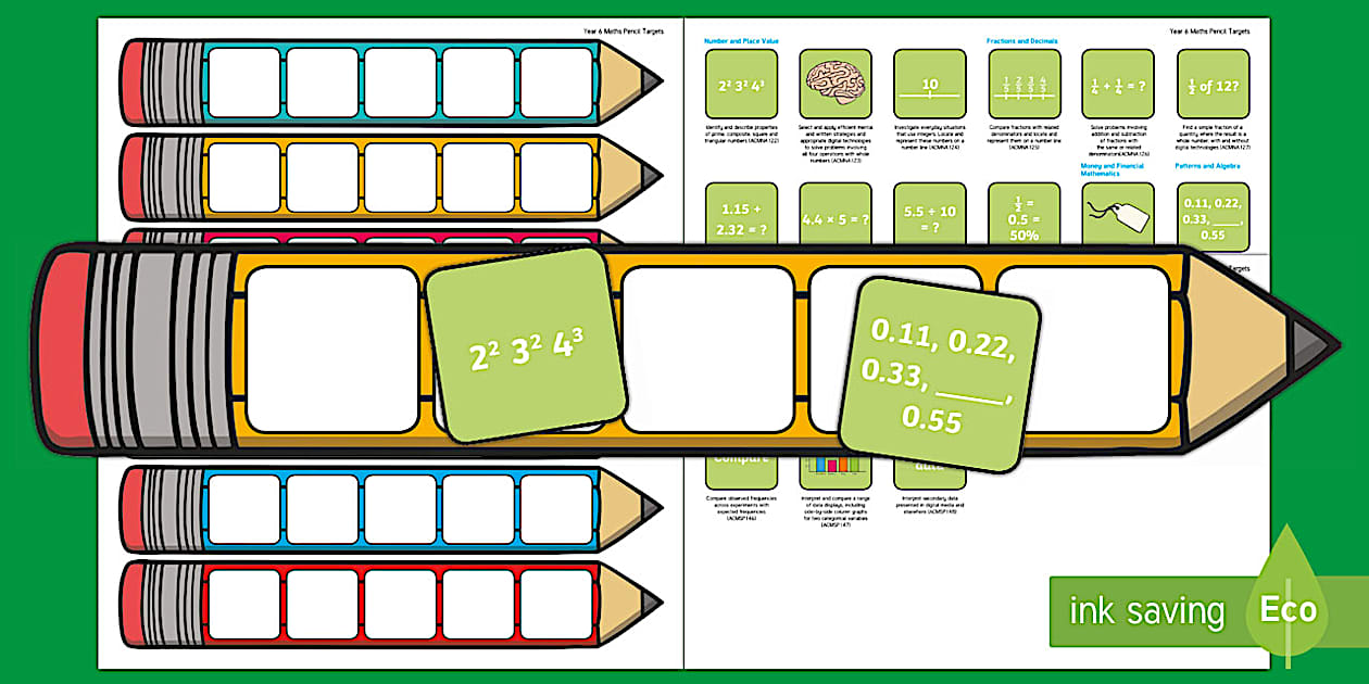 Year 6 Maths Pencil Targets Assessment Tracker - Twinkl