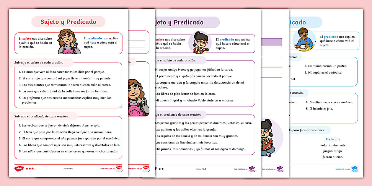 Ficha de actividad: Sujeto y predicado diferenciada - Twinkl