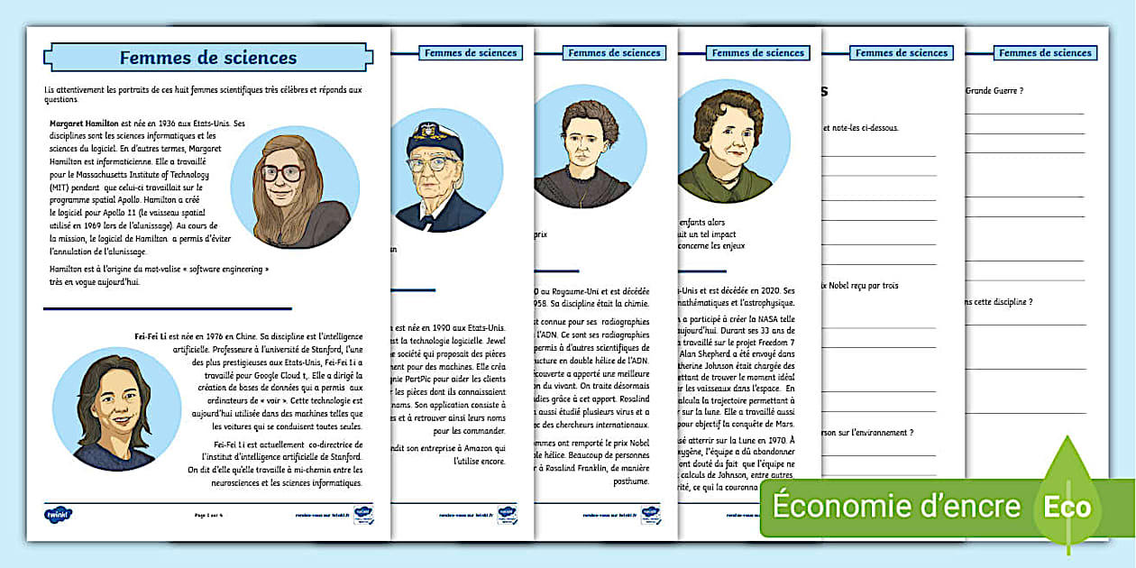 Femmes de sciences - activité de lecture