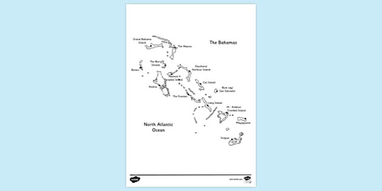 Map of the Bahamas Colouring | Colouring Sheets - Twinkl