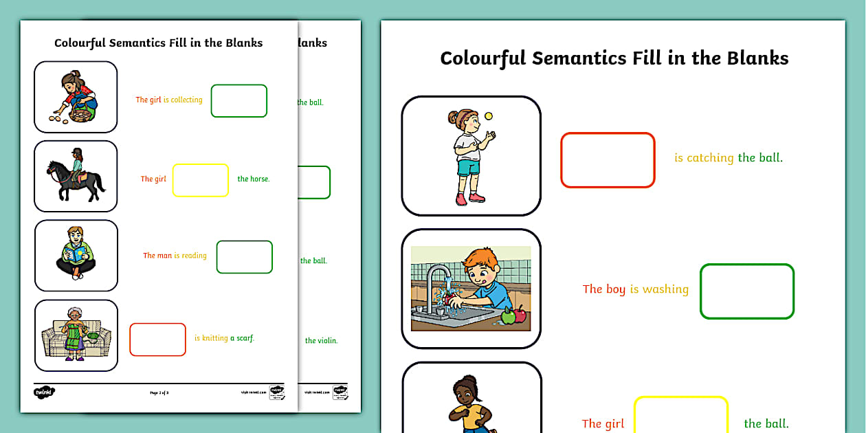 Colourful Semantics Fill in the Blanks - Twinkl