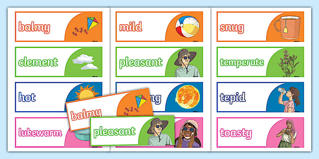 Warm Synonym Word Cards (teacher made) - Twinkl