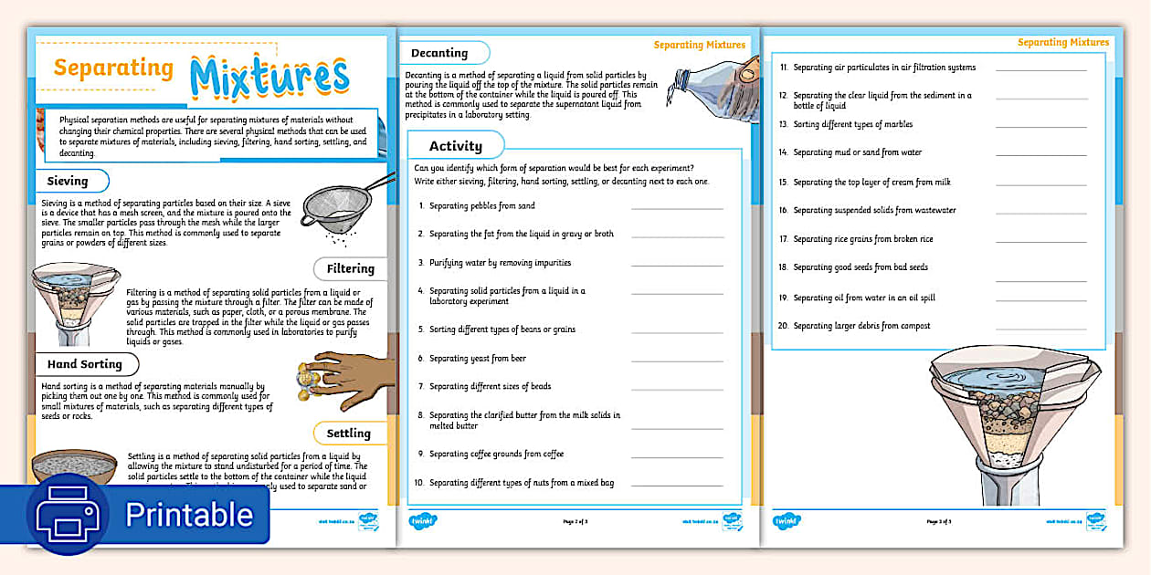 Separating Mixtures (teacher made) - Twinkl