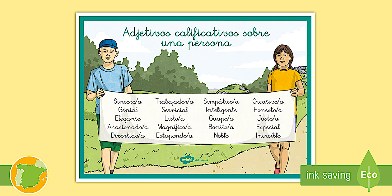 Hoja informativa: Adjetivos calificativos sobre una persona