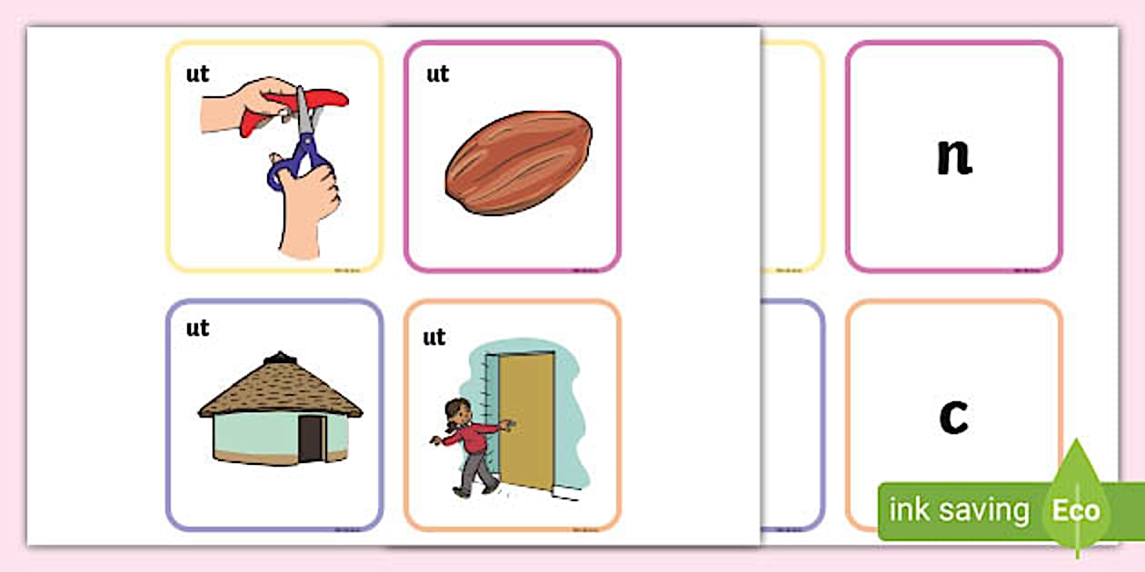 'ut' Words and Picture Matching Activity (teacher made)