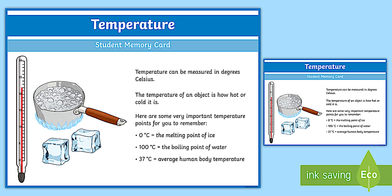 Sixth Class Temperature Fact Cards