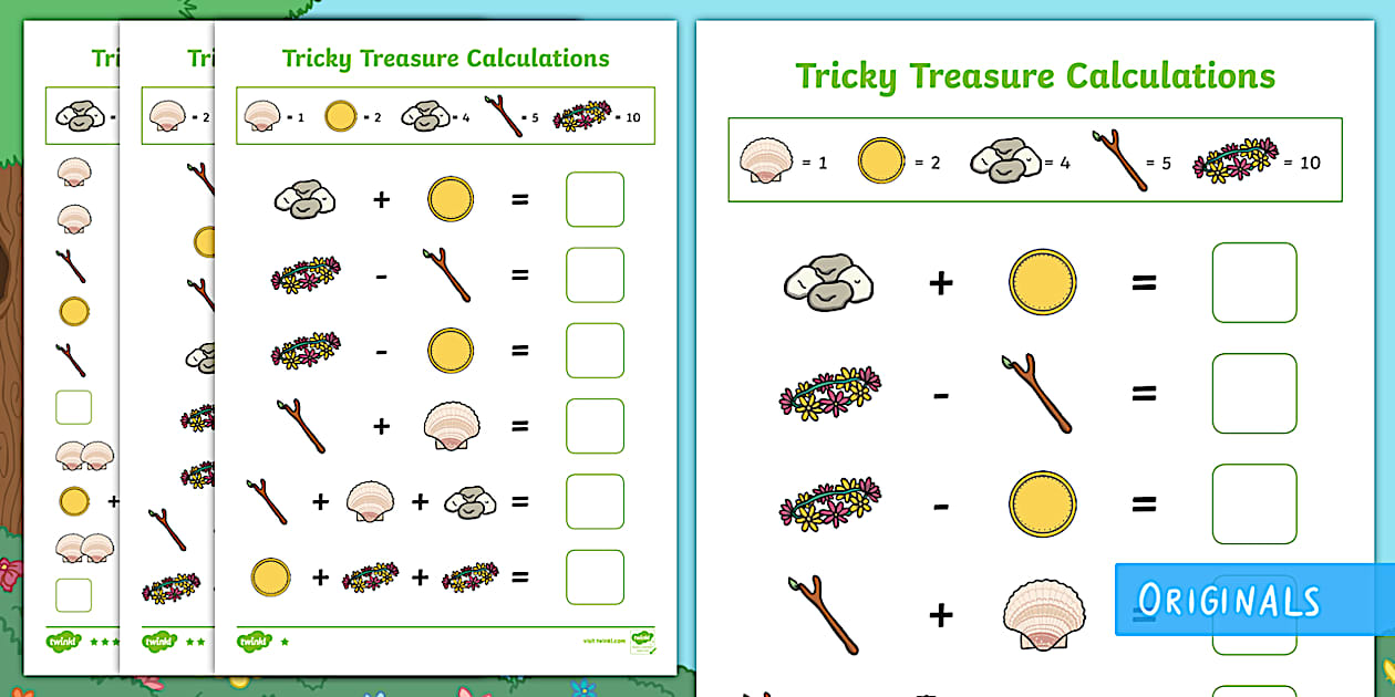 Tricky Treasure Problems Differentiated Worksheet / Worksheets