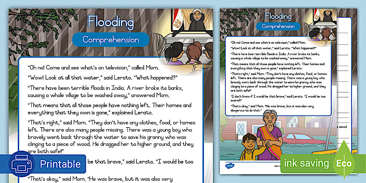Grade 3 Life Skills Term 4 Flooding - Comprehension (CAPS)