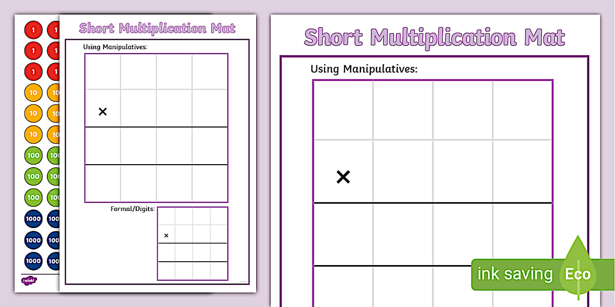 👉 KS2 Multiplication Manipulatives Mat (3 Digits by 1 Digit)