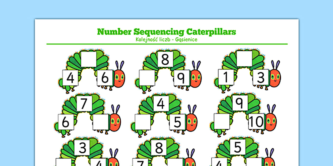 The Very Hungry Caterpillar Number Sequencing Caterpillars Polish ...