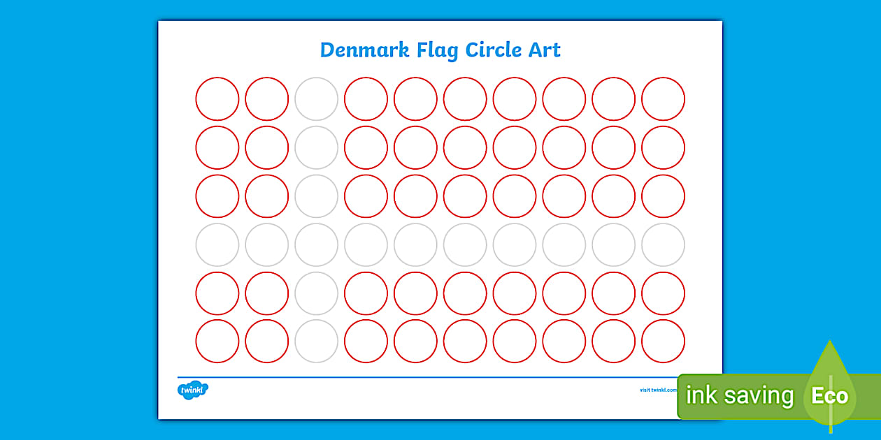 Denmark Flag Circle Art Worksheet | Country Resources