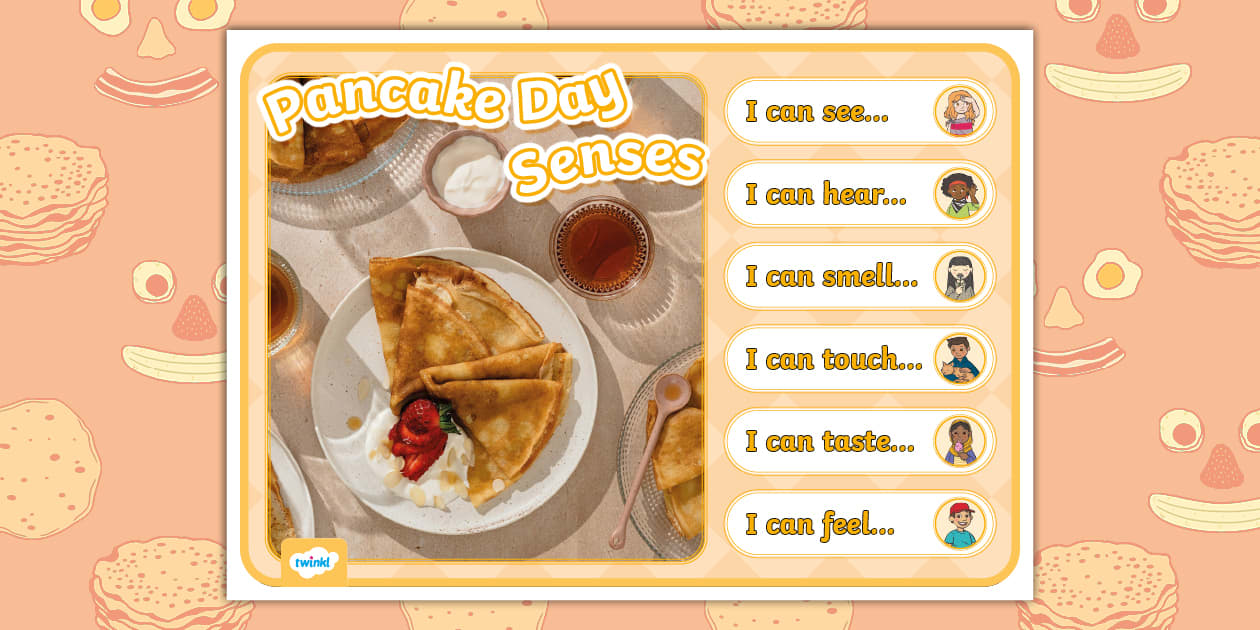 Pancake Day Senses Display Poster (teacher made) - Twinkl