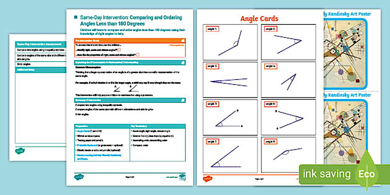 👉 Y4 Intervention: Comparing & Ordering Angles Less than 180°
