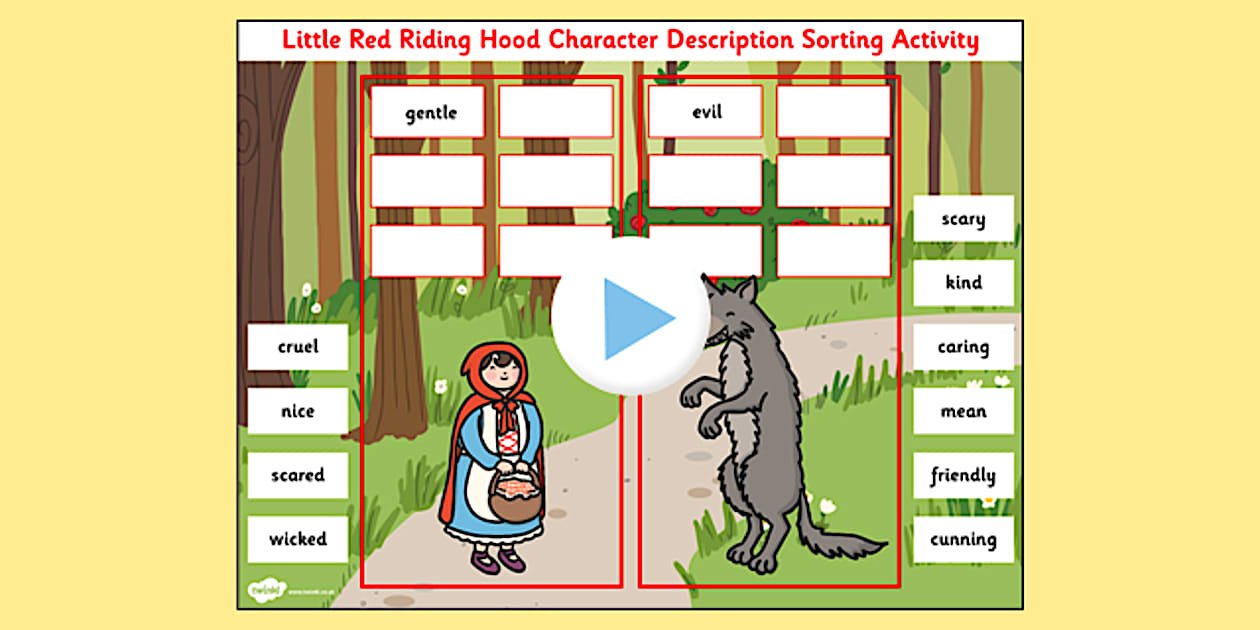 Little Red Riding Hood Character Description Sorting Activity
