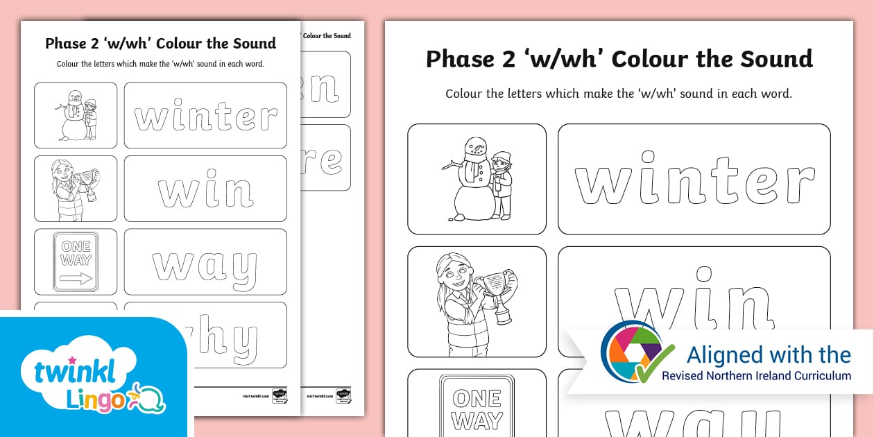Linguistic Phonics Phase 2 'w/wh' - Colour the Sound