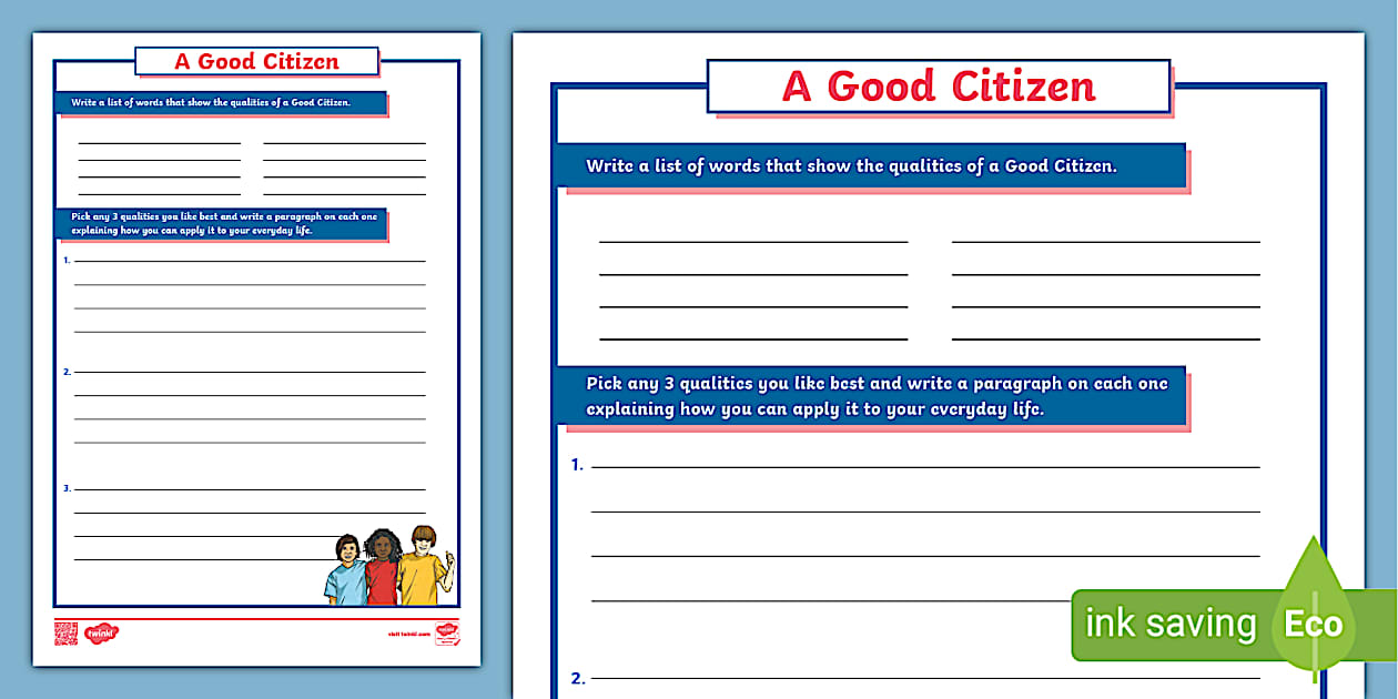 A Good Citizen Worksheet