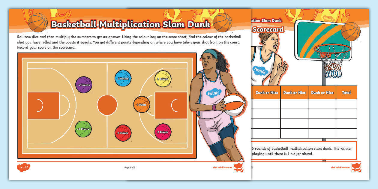 Basketball Multiplication Slam Dunk (teacher made) - Twinkl