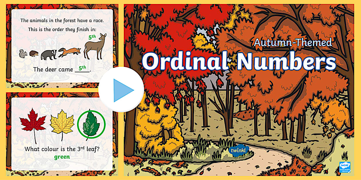 Autumn-Themed Ordinal Numbers PowerPoint - Twinkl
