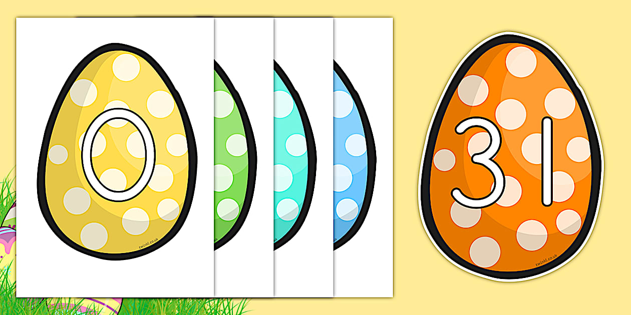 Numbers 0-31 on Easter Eggs (teacher made) - Twinkl