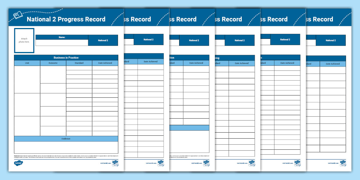 Editable National 2 Recording Sheets (teacher made) - Twinkl