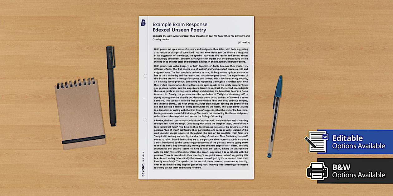 Edexcel Example Unseen Poetry Response | GCSE | Beyond