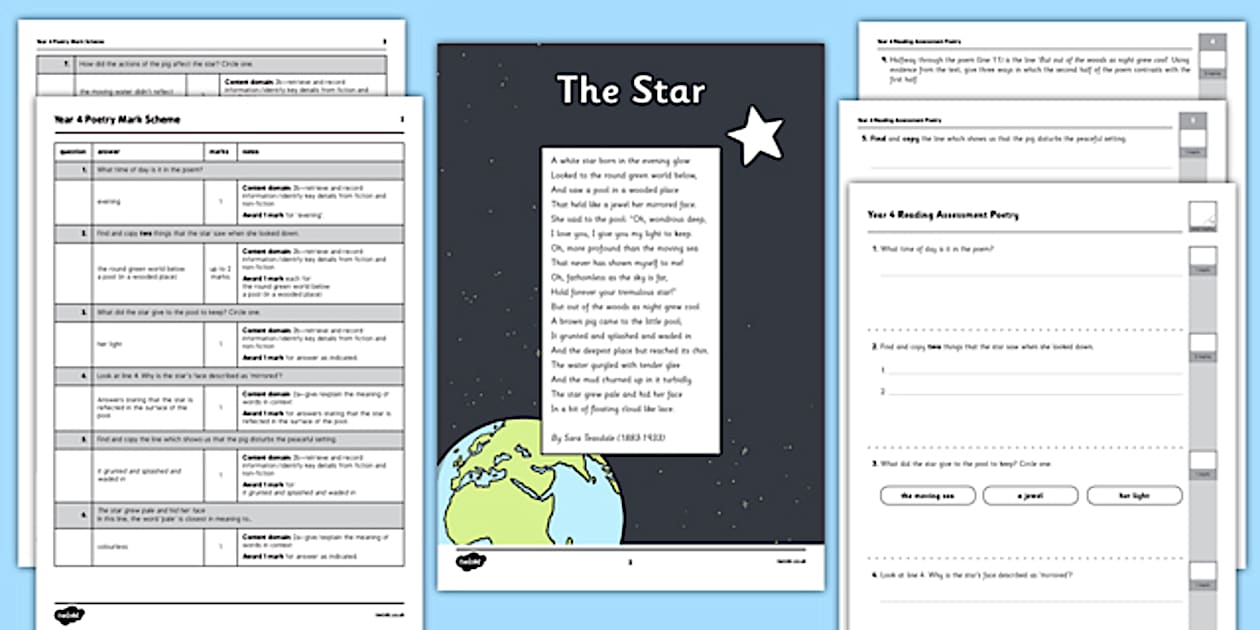 Poetry Comprehension Year 4 Assessment | Primary Resources