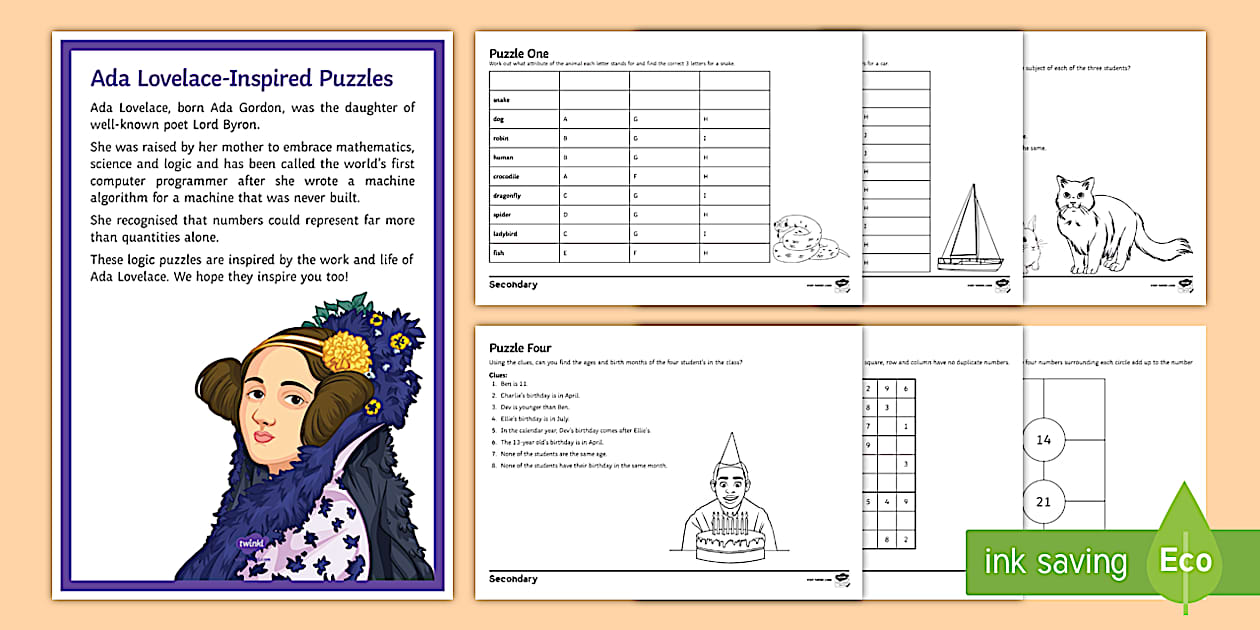 Ada Lovelace Day: Daily Maths Puzzle (Teacher-Made) - Twinkl