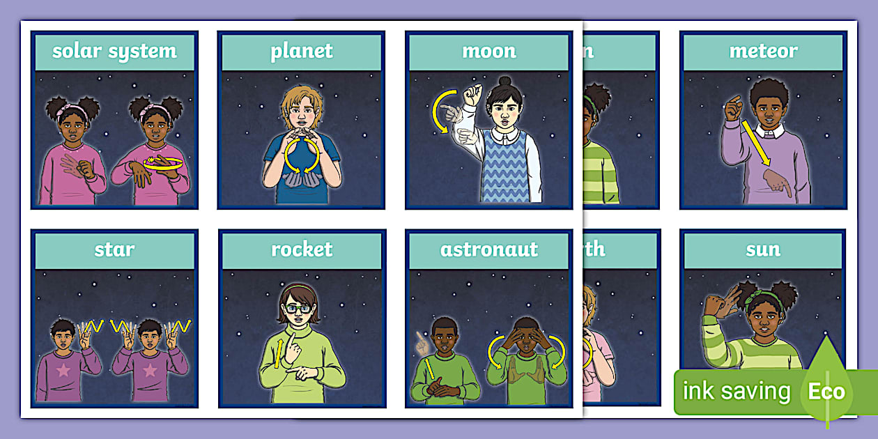 BSL Solar System Flashcards (teacher made) - Twinkl