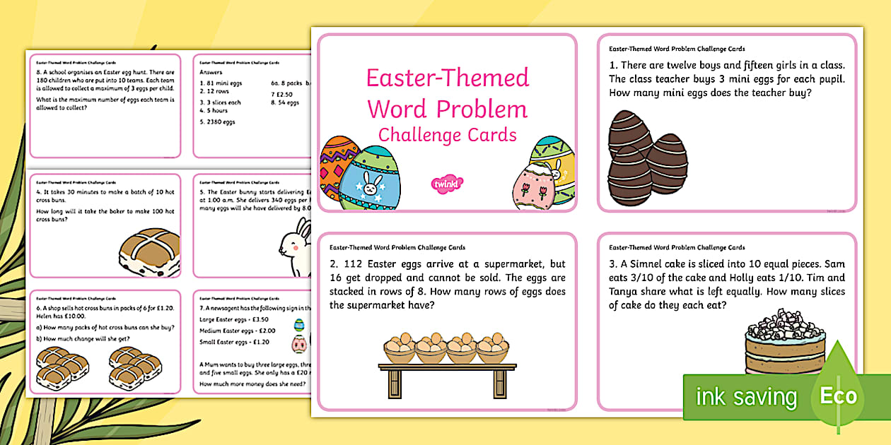 Easter Maths Problem-Solving - Word Problem Challenge Cards