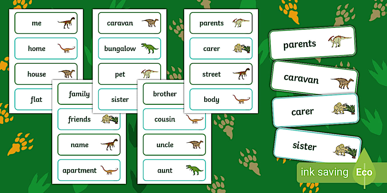 Dinosaur-Themed All About Me Word Cards (Teacher-Made)