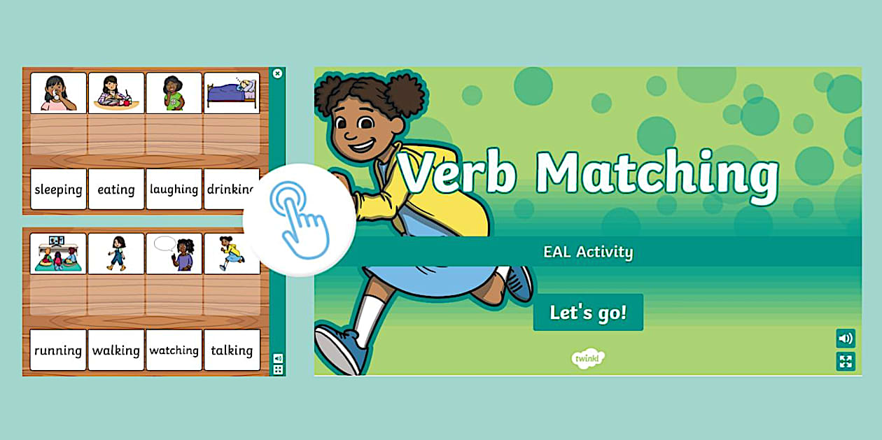 Interactive Game for Learners of EAL: Verb Matching - Twinkl