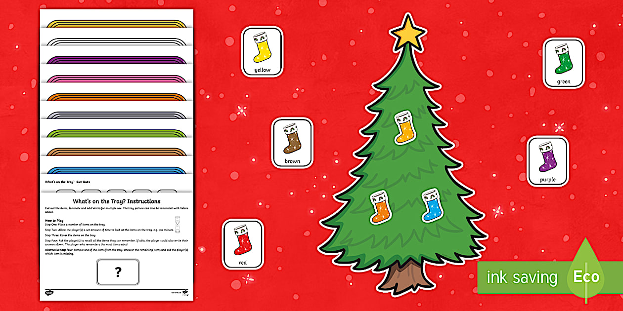 What's on the Tray? Christmas Stockings Memory Activity Pack