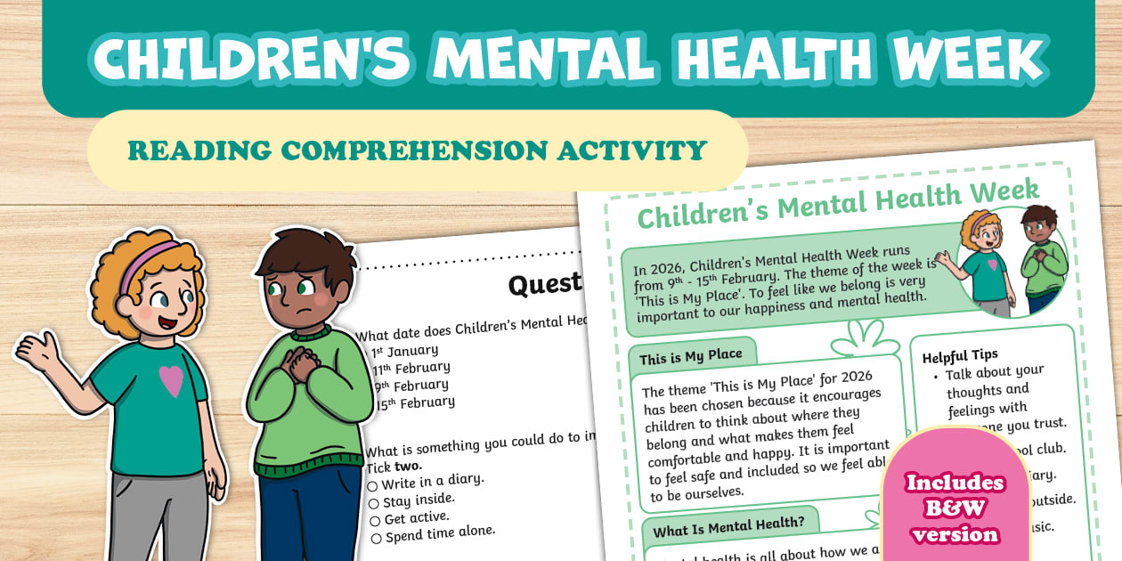 KS1 Children's Mental Health Week Reading Comprehension