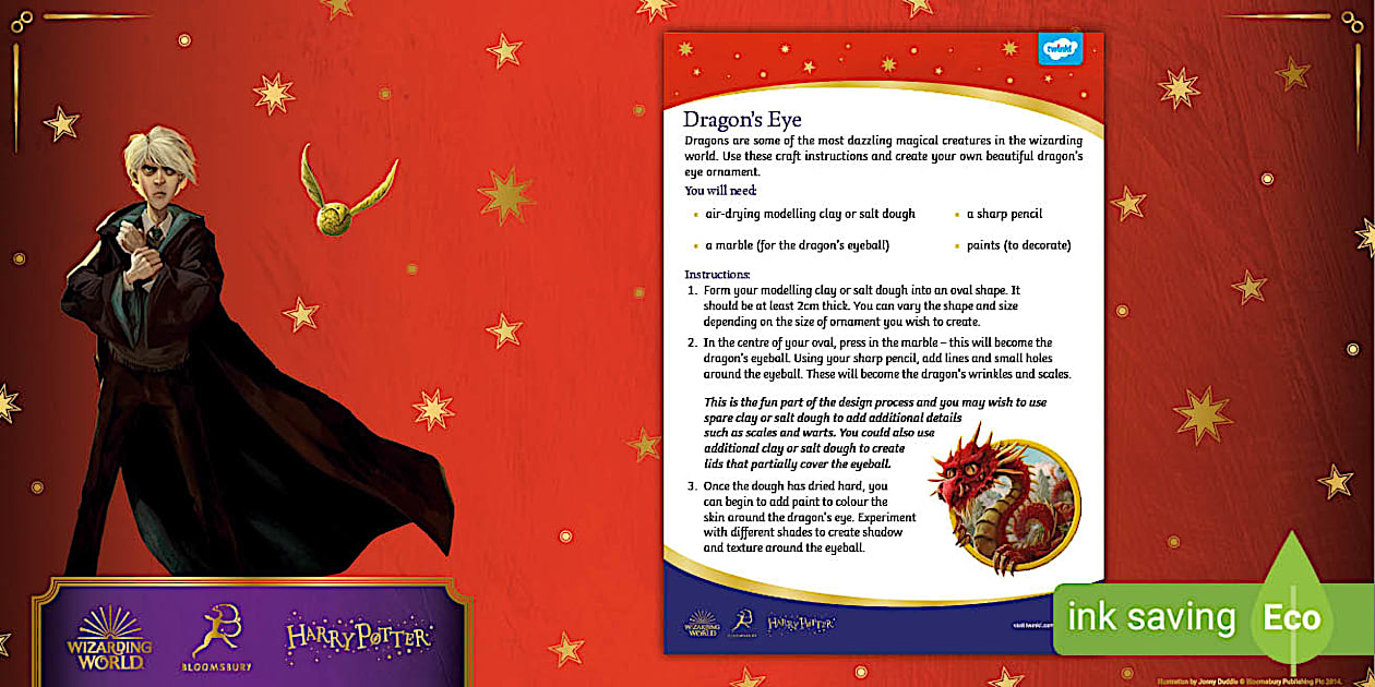 FREE! - Harry Potter: Clay Dragon’s Eye Craft Activity