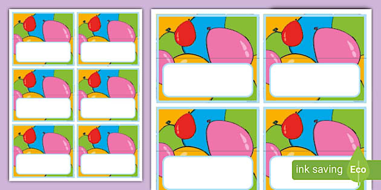 Birthday Place Cards Editable Labels - Twinkl