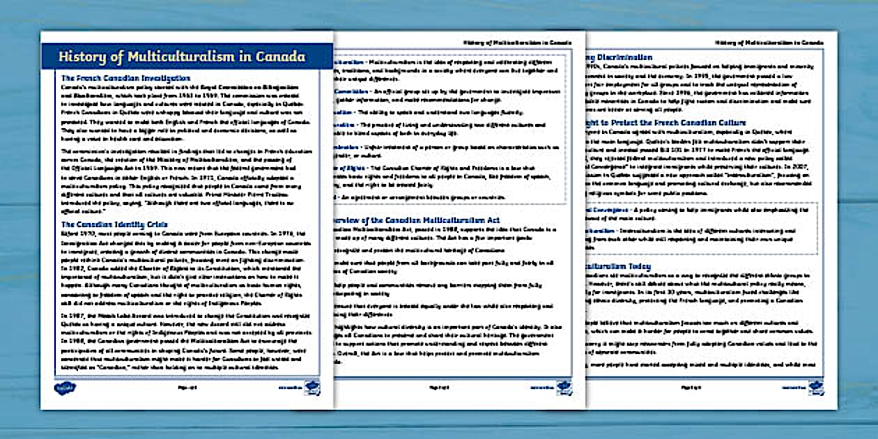 Facts About Multiculturalism in Canada – Learning Resources