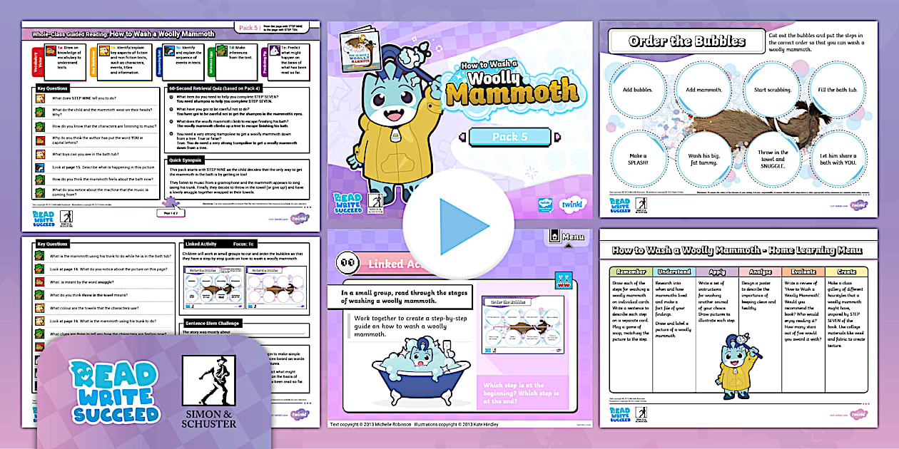 FREE! - How to Wash a Woolly Mammoth Whole-Class Reading Pack 5