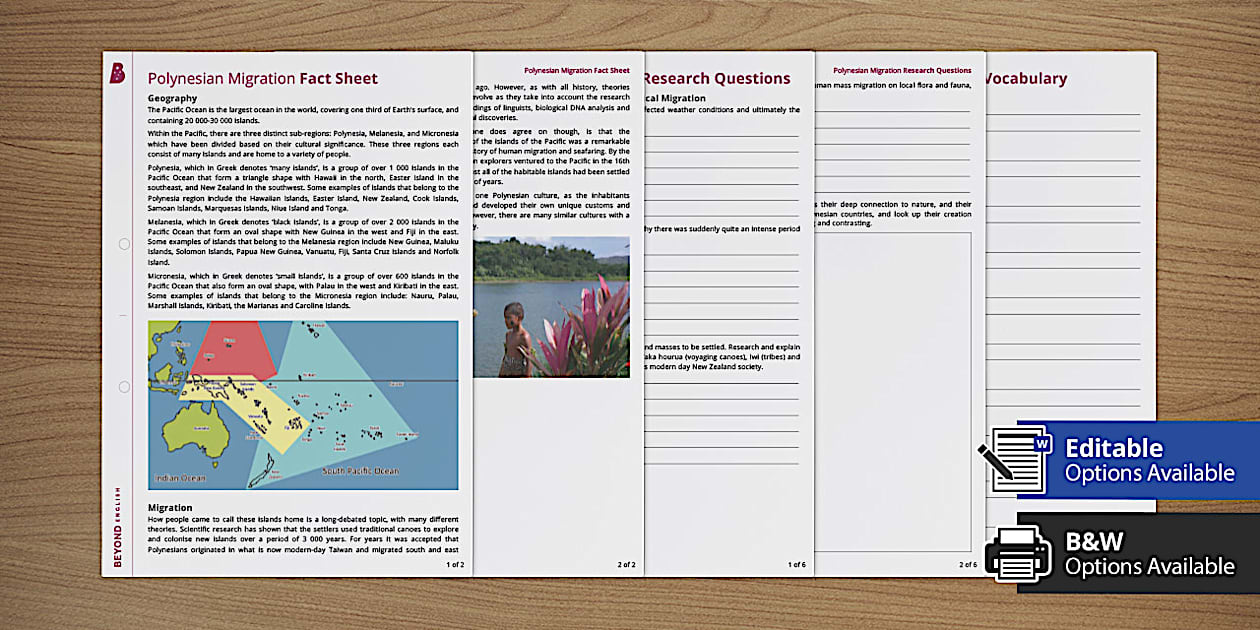 Polynesian Migration Research Pack - Beyond Secondary