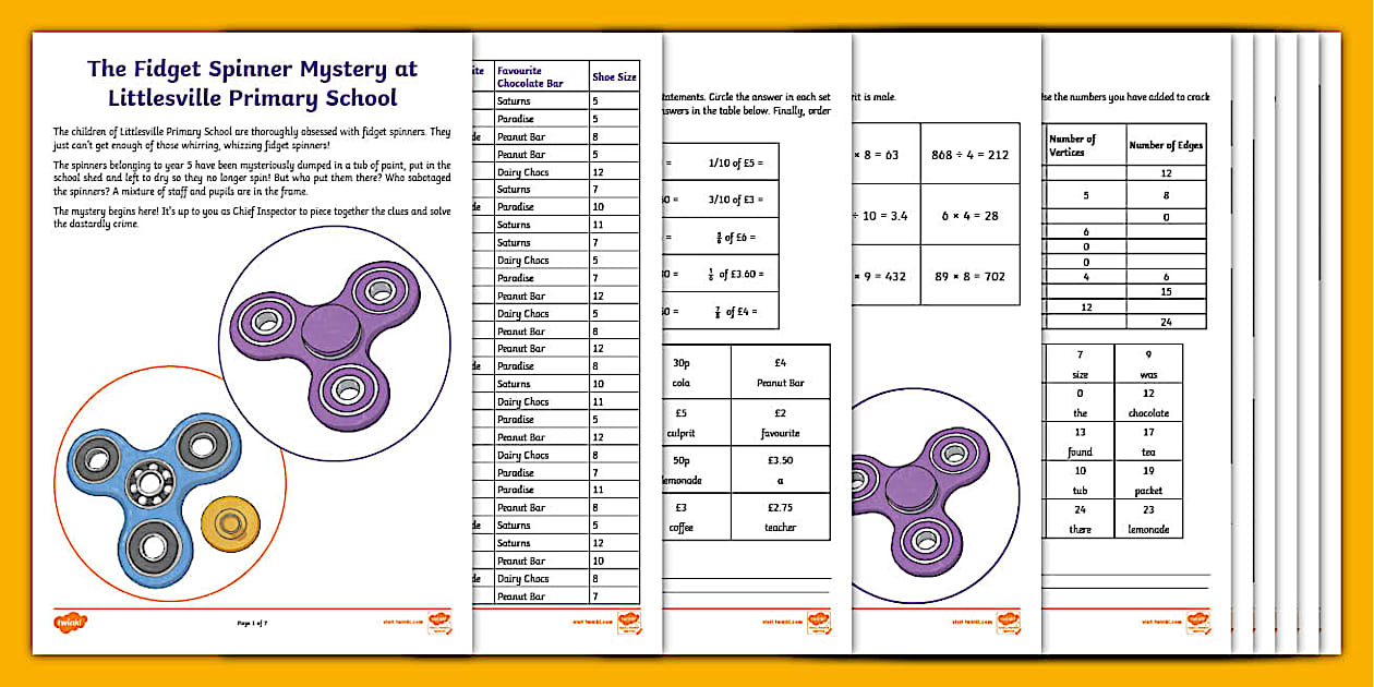 Editable Year 4 The Mystery of the Unspinning Fidget Spinners Game