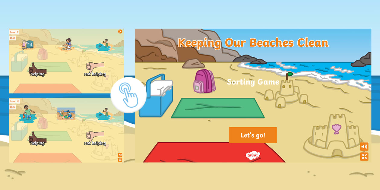 Keeping Our Beaches Clean Interactive Sorting Game - Twinkl