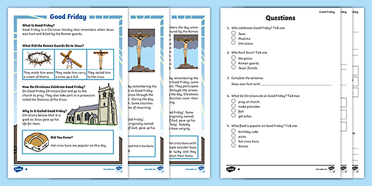 Good Friday Reading Comprehension | Differentiated | Y 1-2