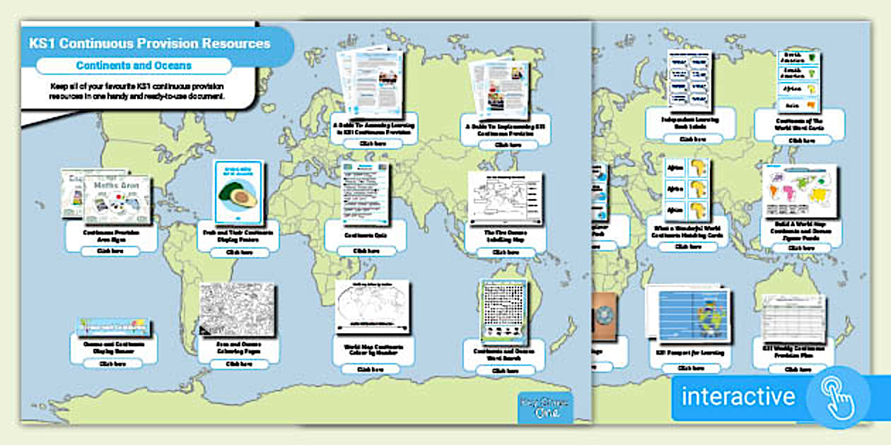 KS1 Continuous Provision: Continents and Oceans Pack