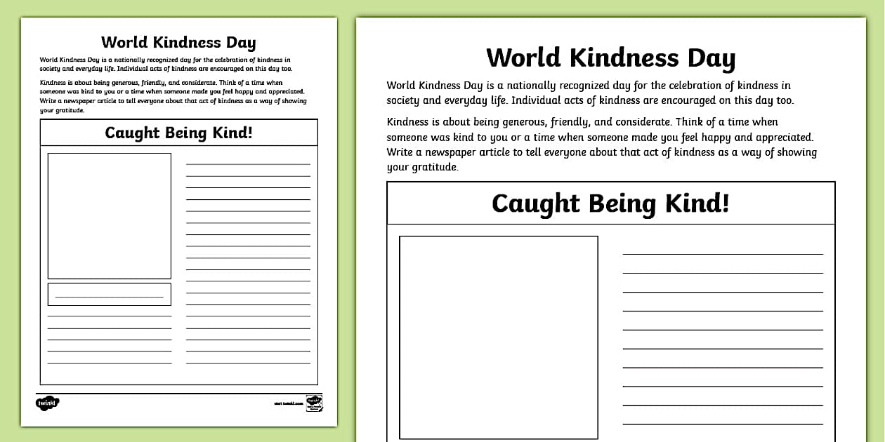 World Kindness Day Writing Activity Worksheet (teacher made)