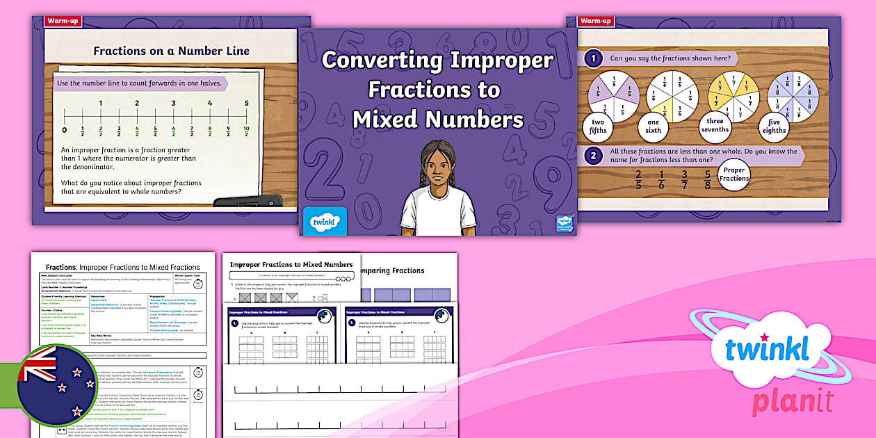 Level 3 Fractions: Read and Write Improper and Mixed Fractions Lesson 1